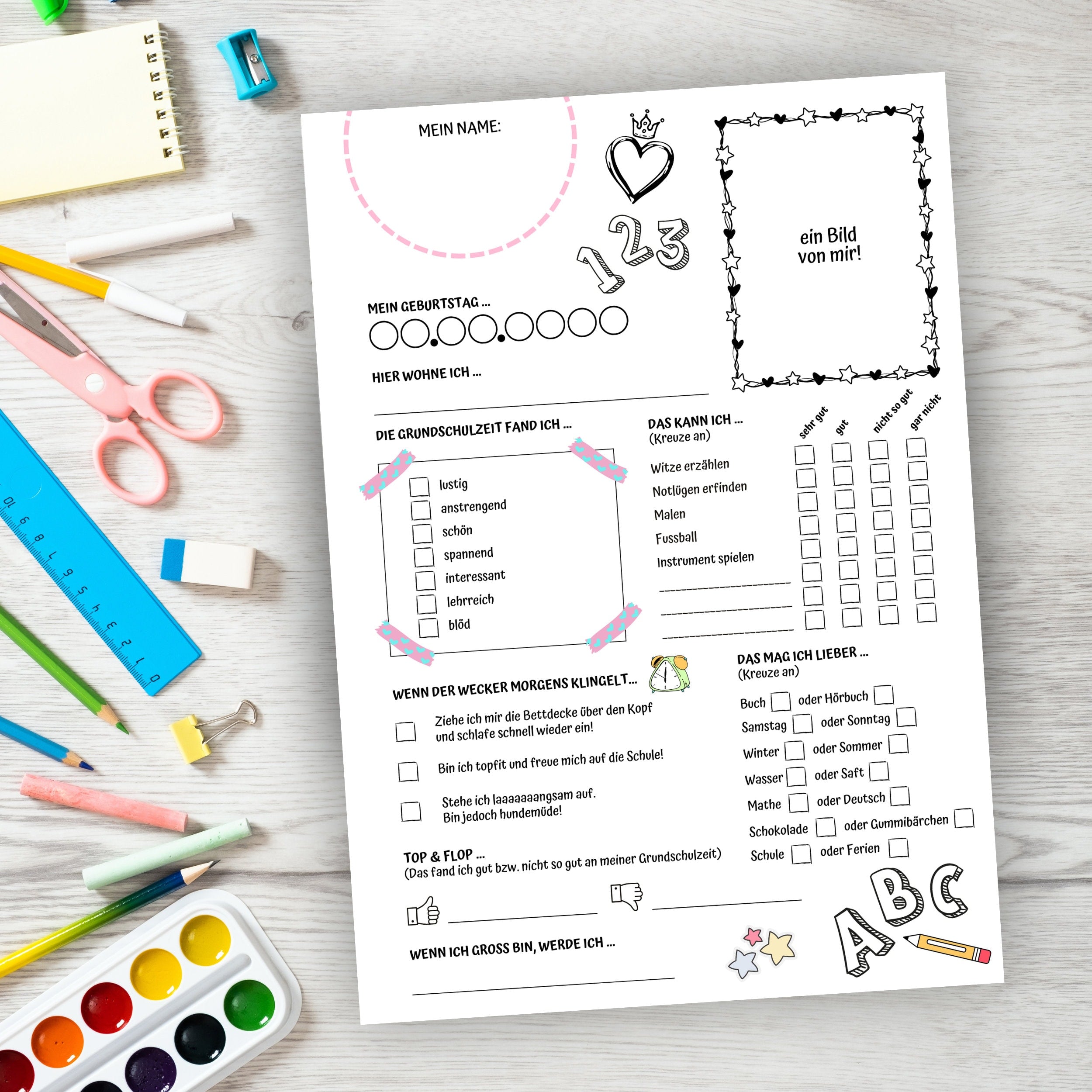 Steckbrief Abschiedsgeschenk Kinder + Lehrer/in Grundschule | Ende 4 ...